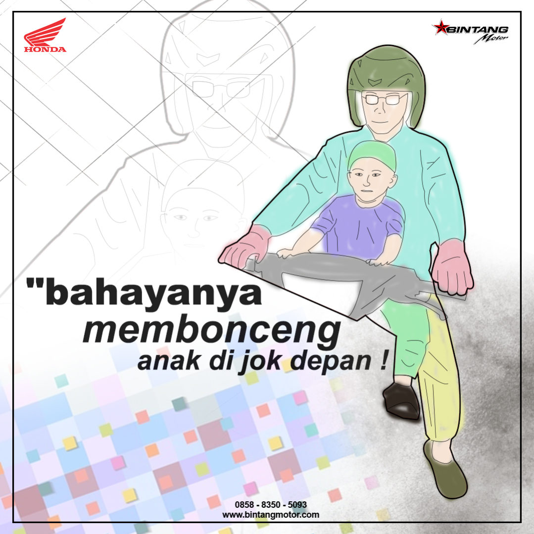 Bahayanya membonceng anak di jok depan ! - Honda Bintang Motor