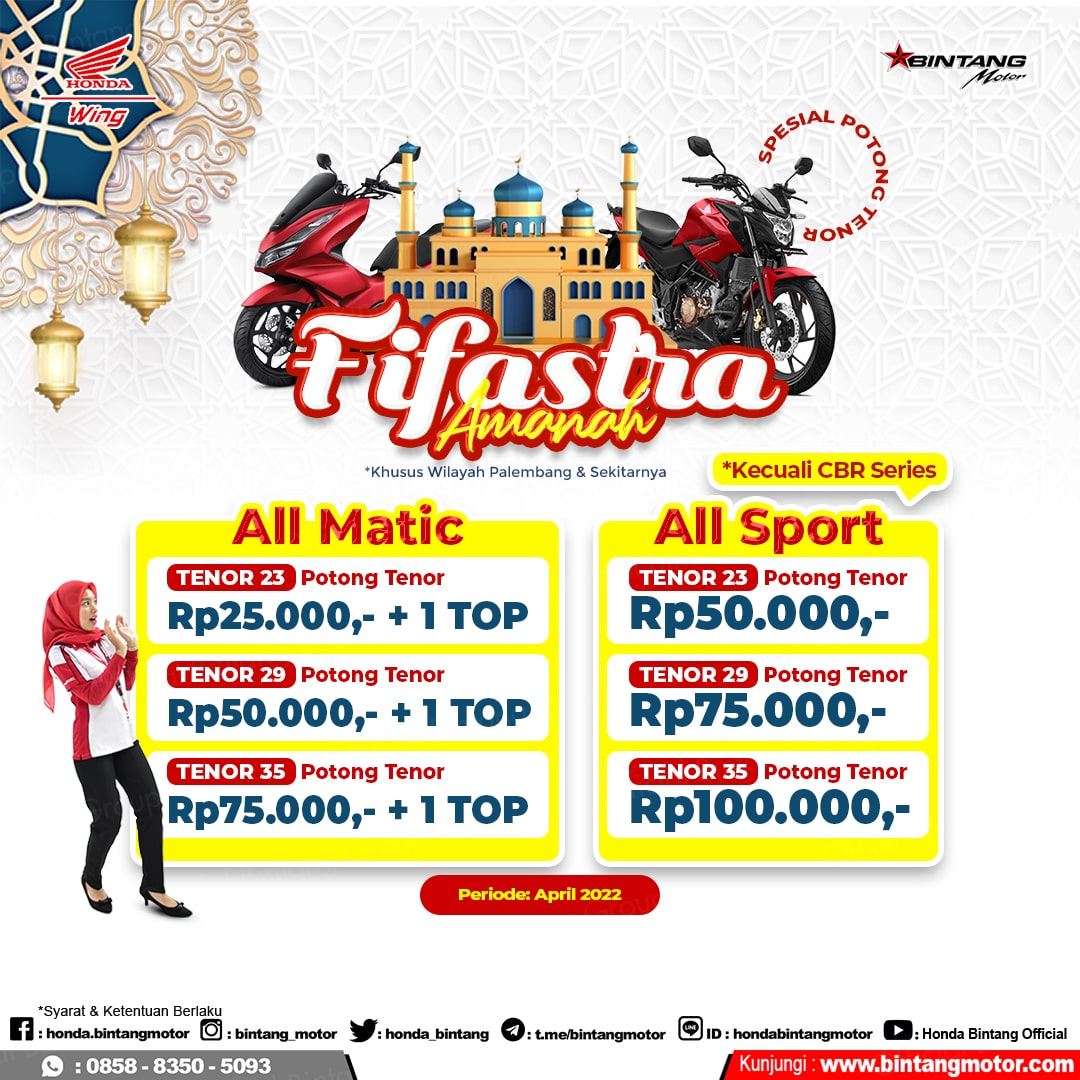 Promo April Fifastra Amanah, Bintang Motor Palembang 2022 - Honda ...