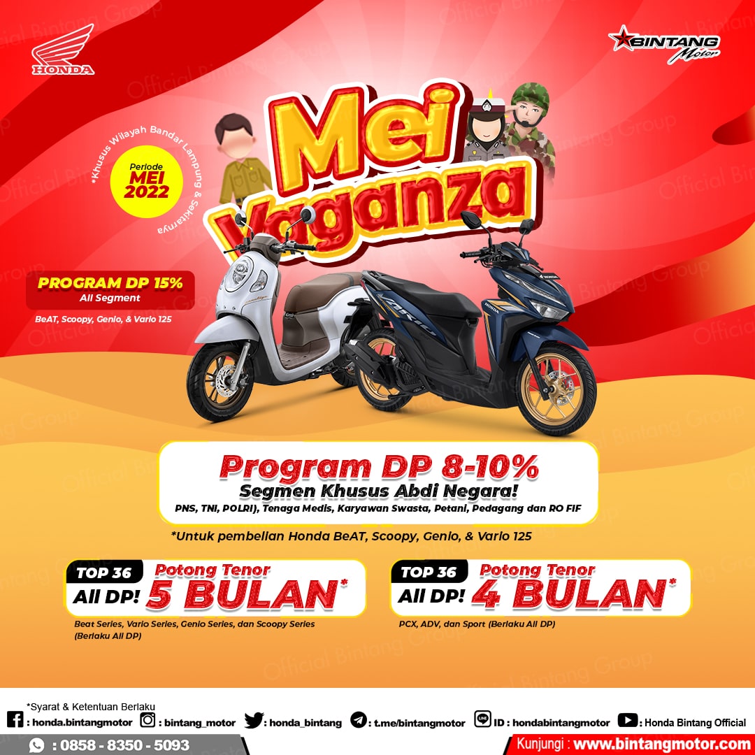 Promo Mei Vaganza, Bintang Motor Bandar Lampung Mei 2022 - Honda ...