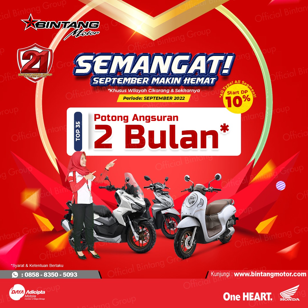 Promo Semangat Bintang Motor Cikarang September 2022 - Honda Bintang Motor