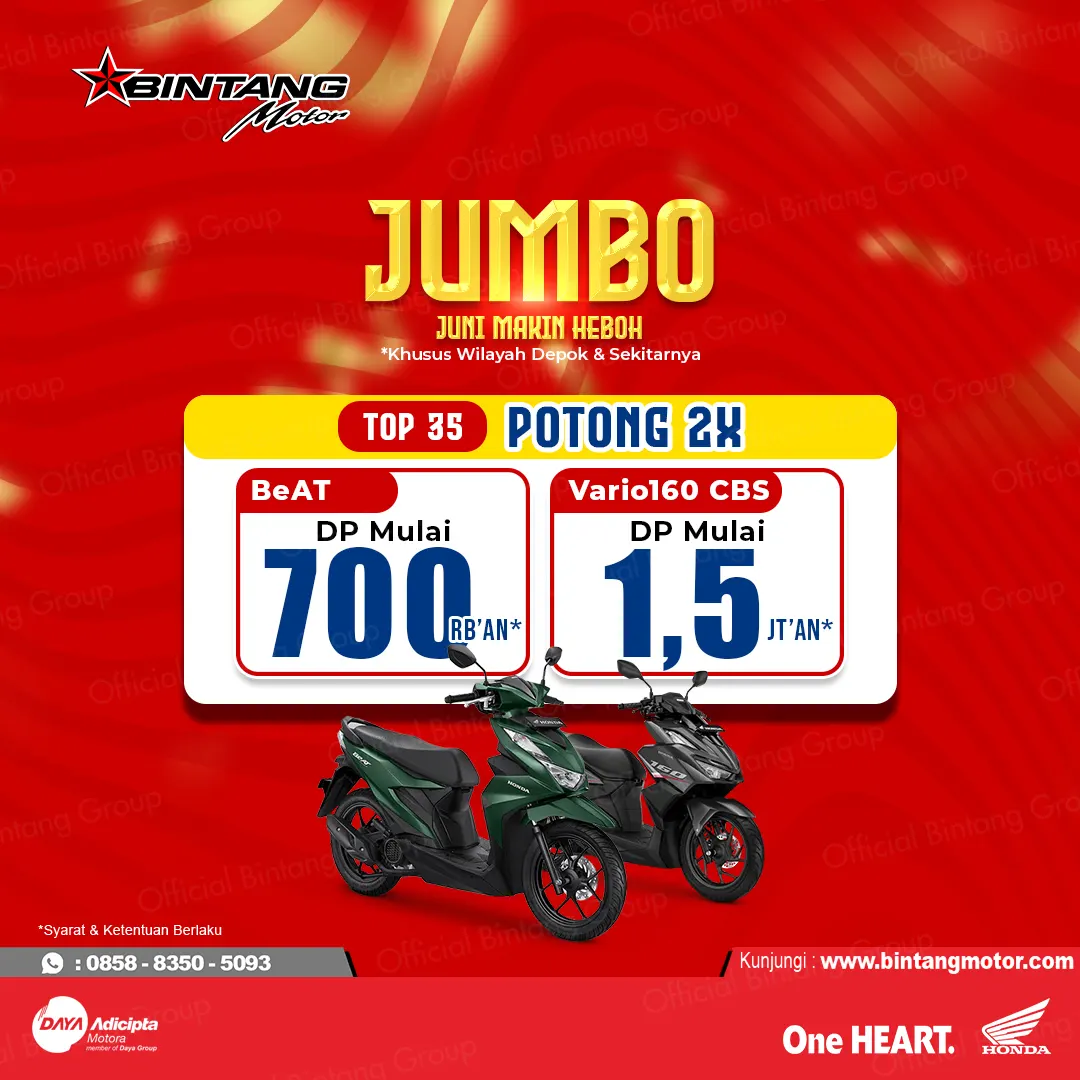 Promo JUNI HEBOH Honda Bintang Motor Depok Juni 2023 - Honda Bintang Motor