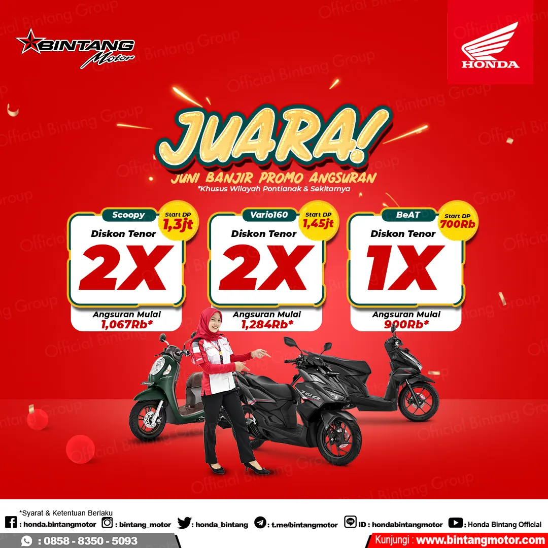 Promo JUARA Bintang Motor Pontianak Juni 2023 - Honda Bintang Motor
