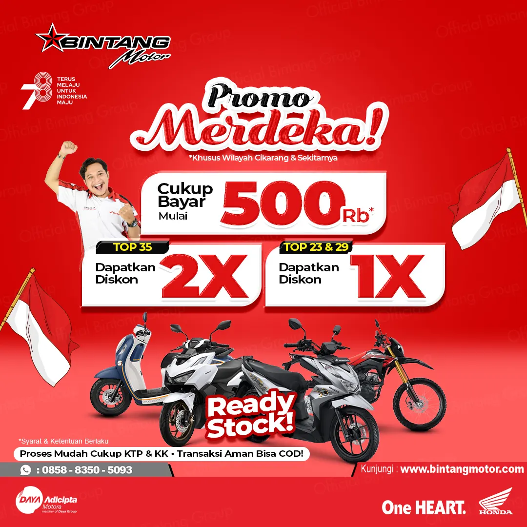 Promo MERDEKA Honda Bintang Motor Cikarang Agustus 2023 - Honda Bintang ...