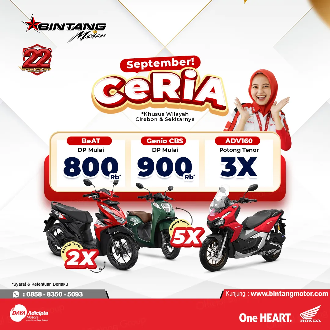 Promo CERIA Honda Bintang Motor Cirebon September 2023 - Honda Bintang ...