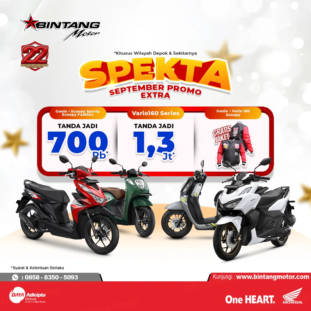 September PROMO EXTRA bersama Honda Bintang Motor Depok 2023 - Honda ...