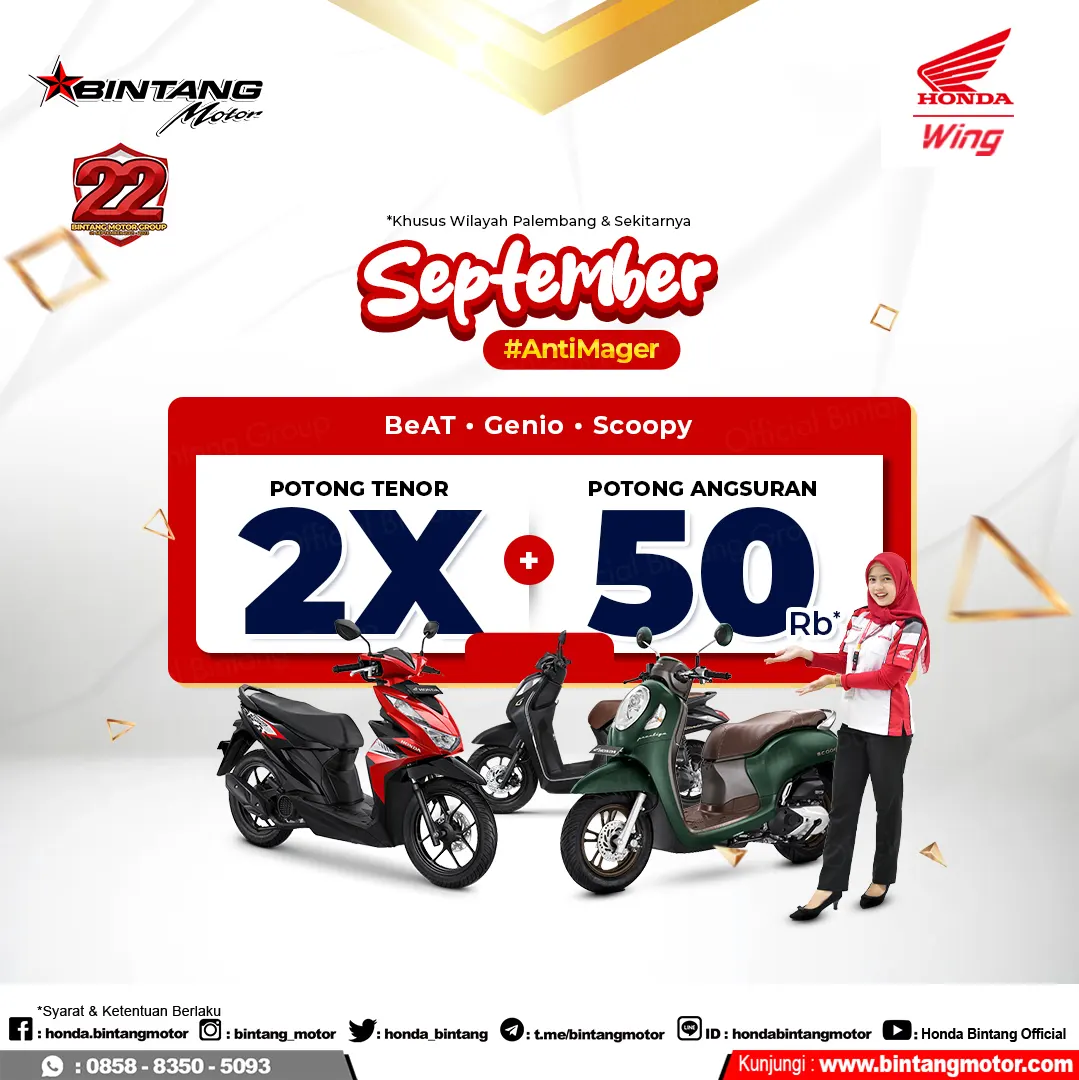 Promo September #AntiMager Honda Bintang Motor Palembang 2023 - Honda ...