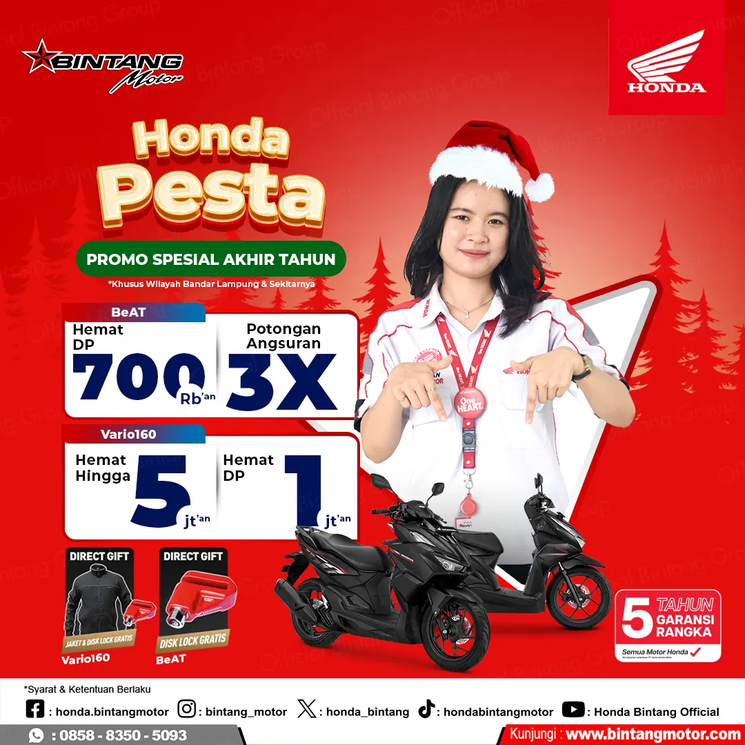 Promo "PESTA" Honda Bintang Motor Bandar Lampung Desember 2023 - Honda ...
