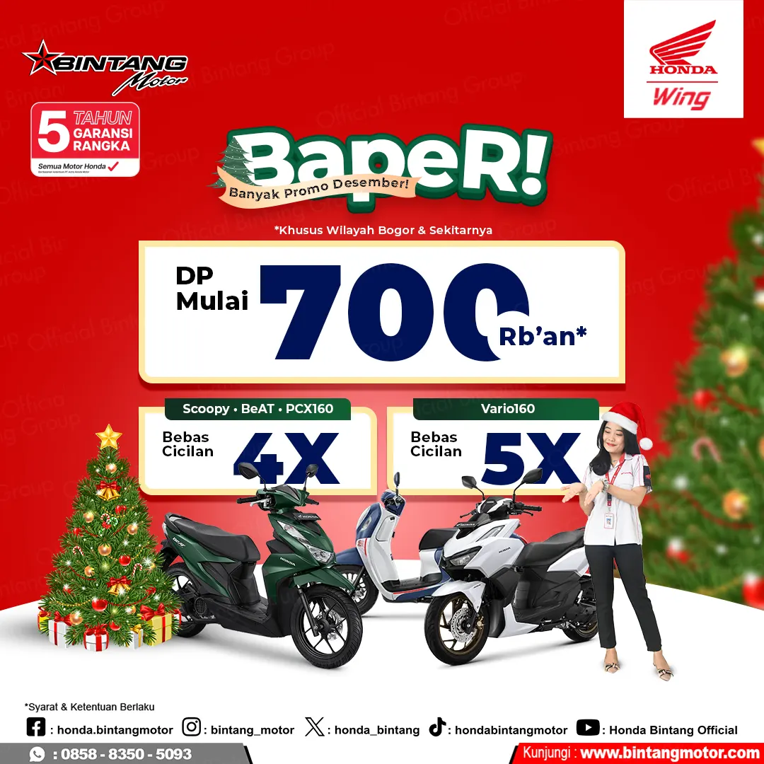 Promo BAPER Honda Bintang Motor Bogor Desember 2023 - Honda Bintang Motor
