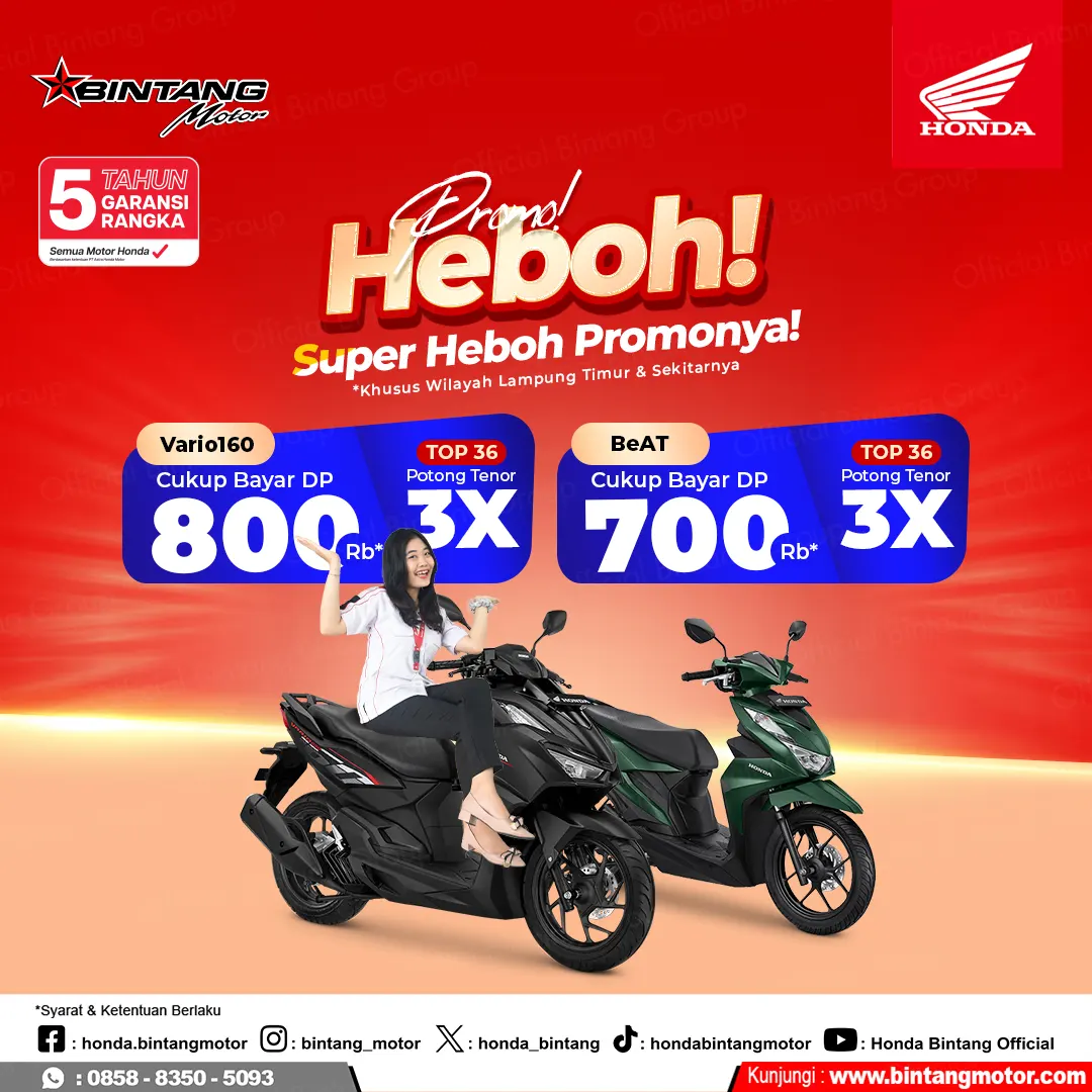 Promo Super Heboh Honda Bintang Motor Lampung Timur Januari 2024 - Honda Bintang Motor