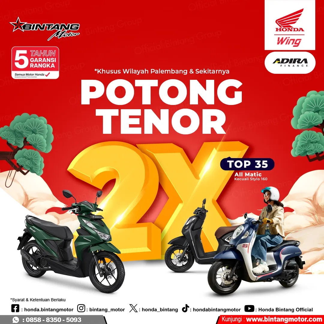 Promo Potong Tenor Honda Bintang Motor Palembang Februari 2024 - Honda Bintang Motor