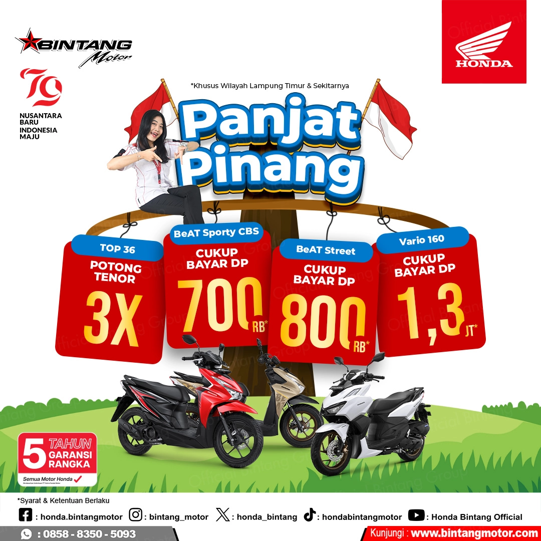 Lampung Timur Bintang Motor Promo Agustus 2024 - Honda Bintang Motor