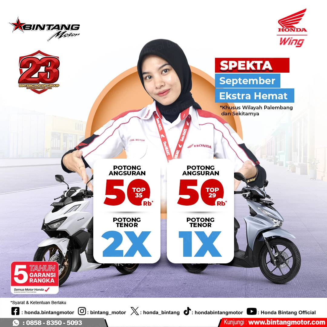 Promo Bintang Motor Palembang September 2024 - Honda Bintang Motor