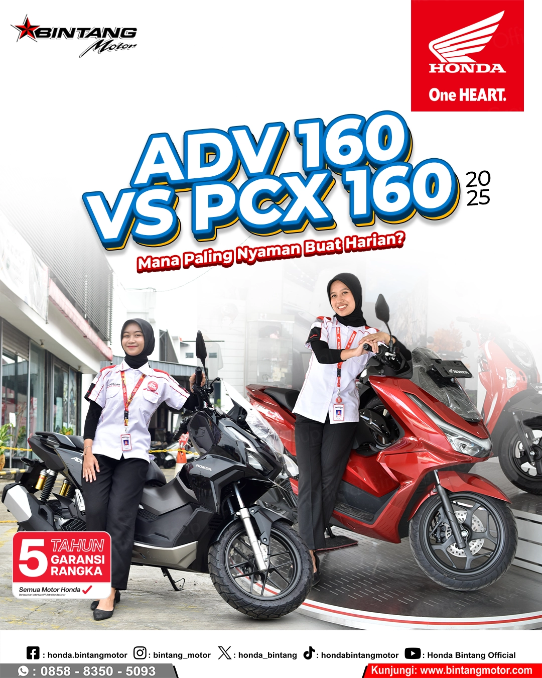 Perbandingan Honda ADV vs PCX 2025 - Honda Bintang Motor