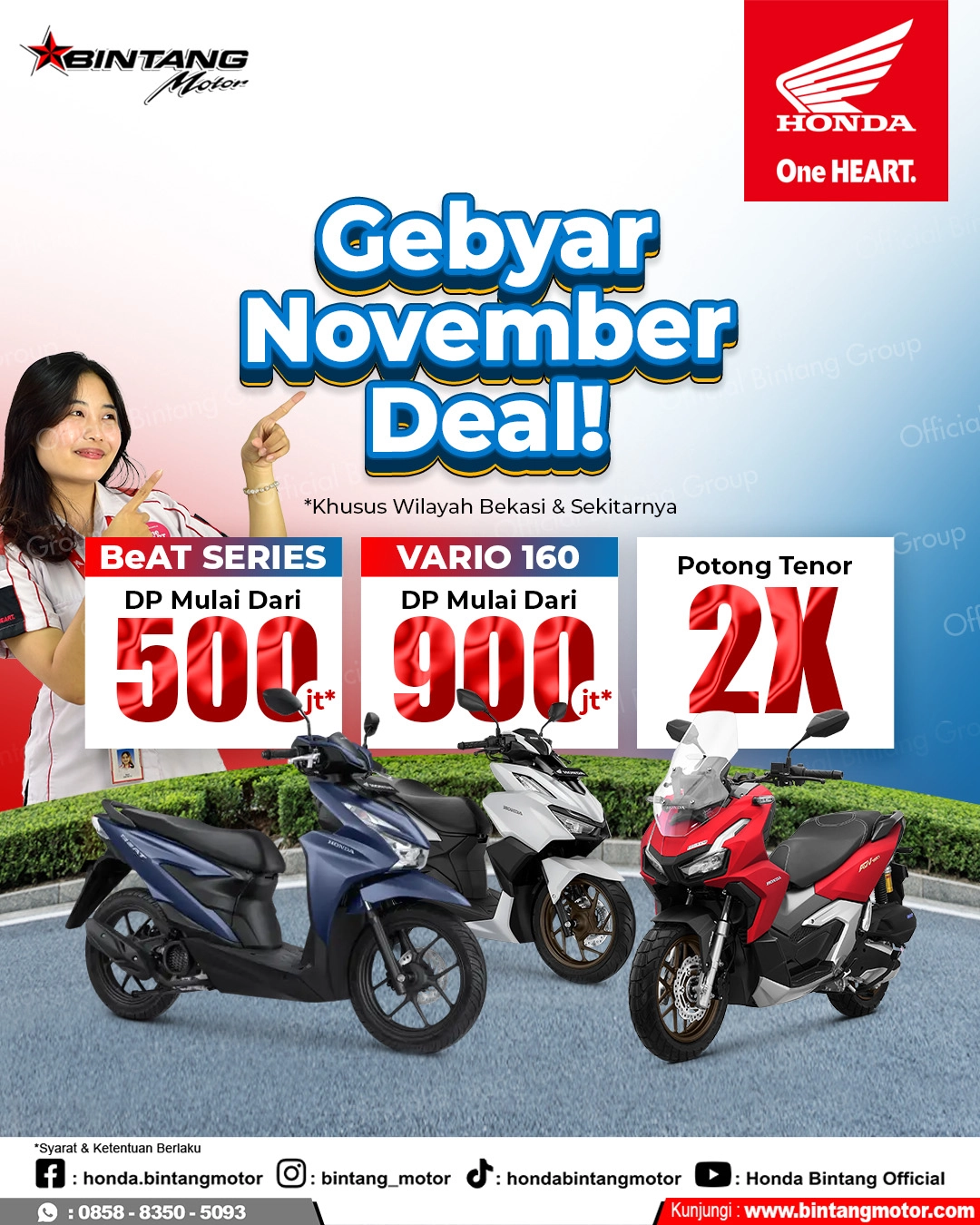 Promo Honda Bekasi November – DP 500rb & Potong Tenor 2x